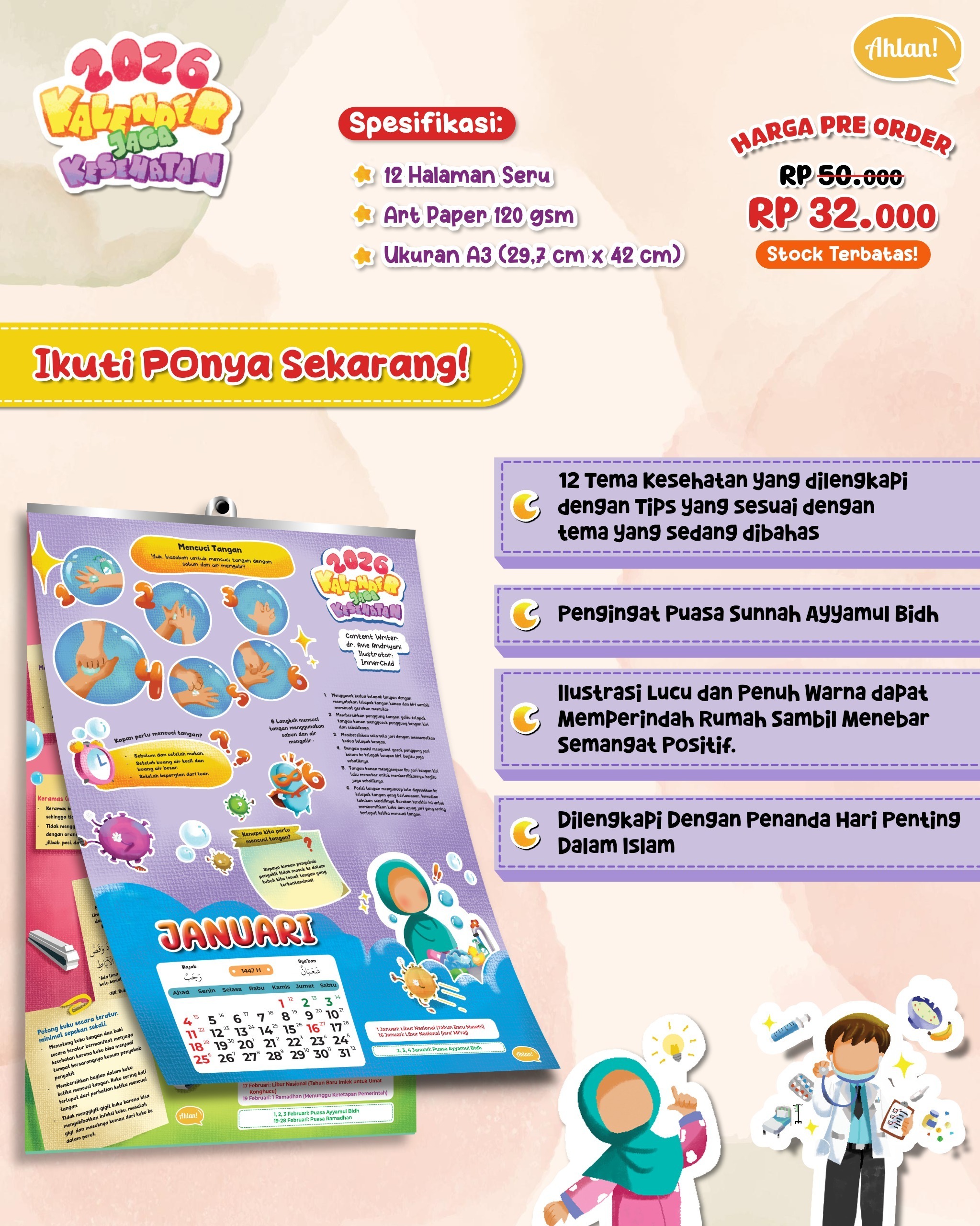 Kalender Dinding Ahlan 2026: Tema Jaga Kesehatan – Nana’s Buffetbooks